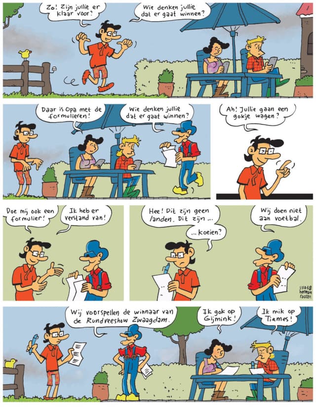 Strip | Opa vult zijn eigen WK-poule in - Boerderij